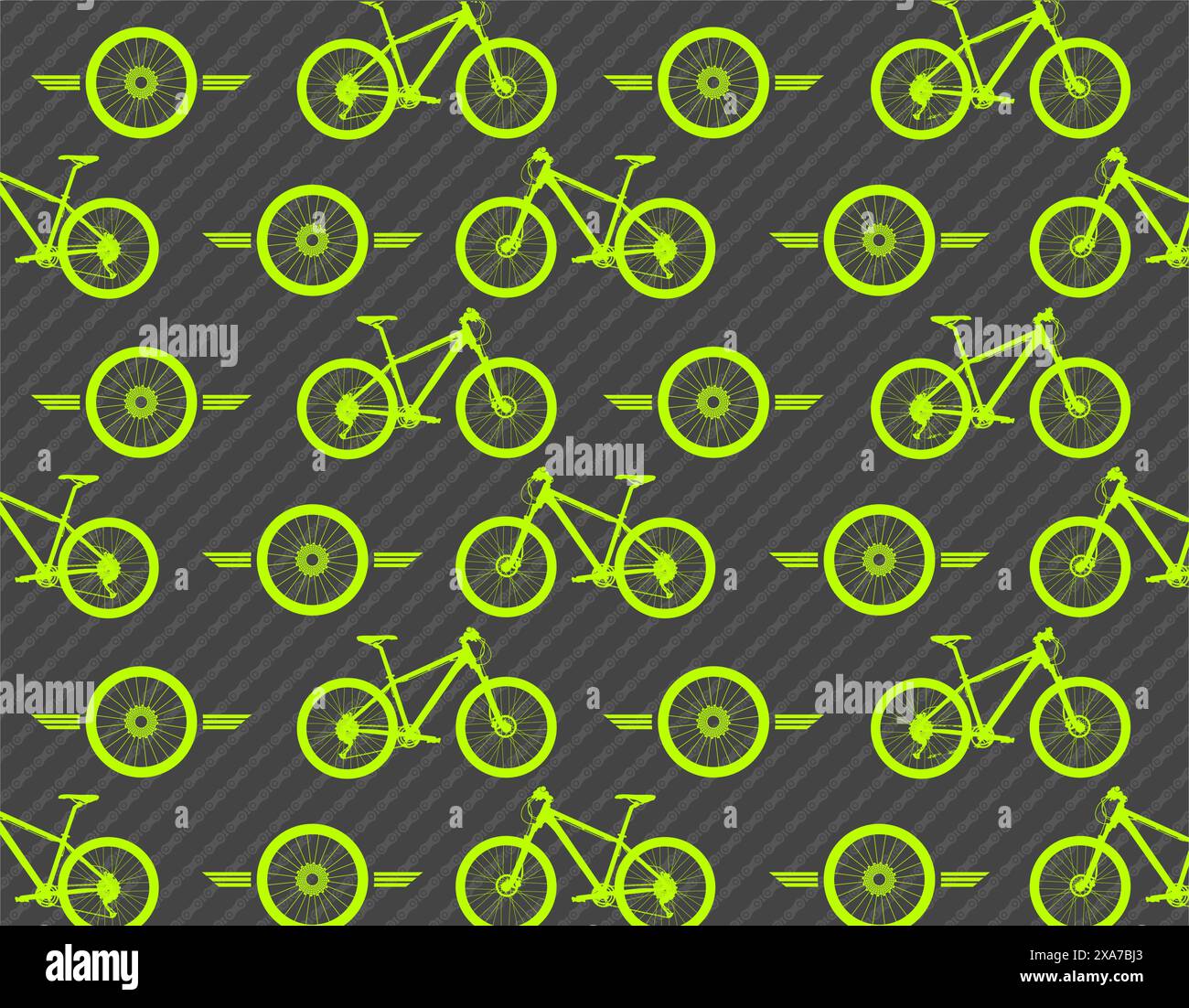 Mountain Bicycle and wheel vector set collage with Vibrant fluorescent ...