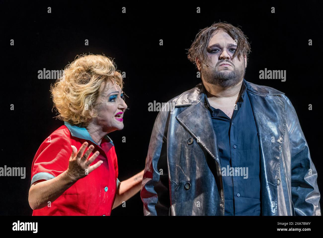 04 June 2024, Brandenburg, Cottbus: Gesine Forberger (Mrs. Lovett) and ...