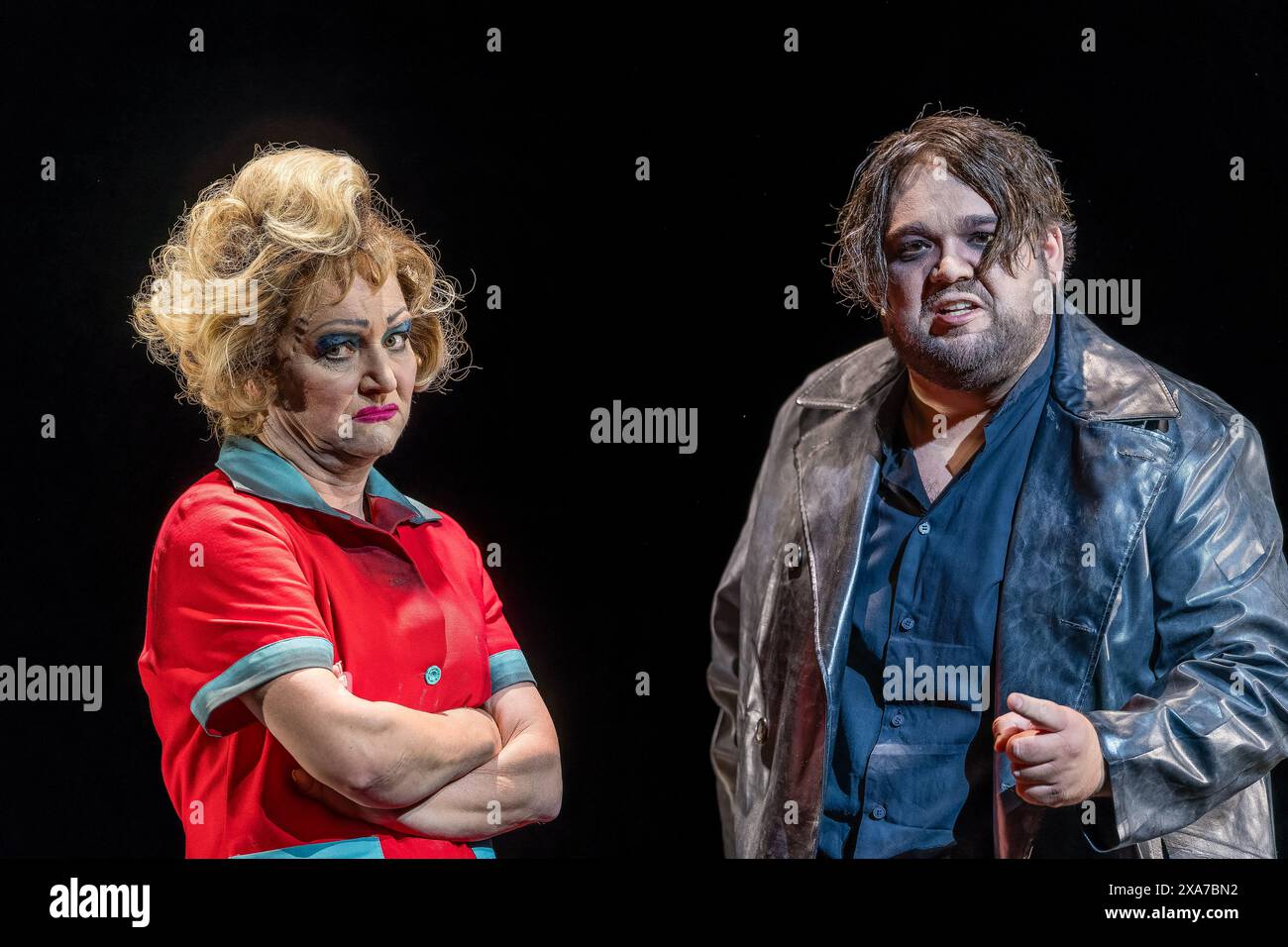 04 June 2024, Brandenburg, Cottbus: Gesine Forberger (Mrs. Lovett) and ...