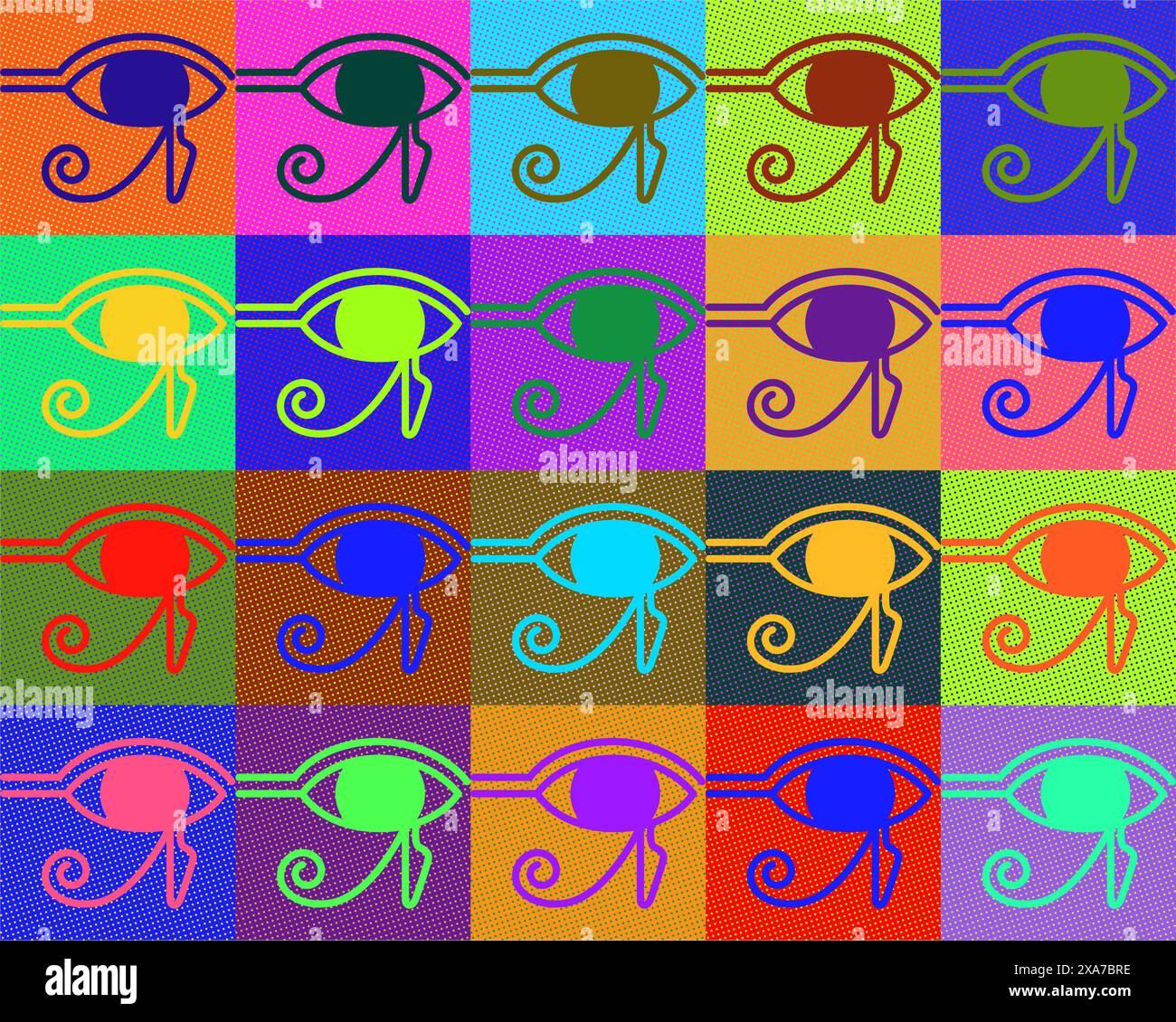 Colorful Horus eye repetion pattern pop art style. old Egyptian and ...