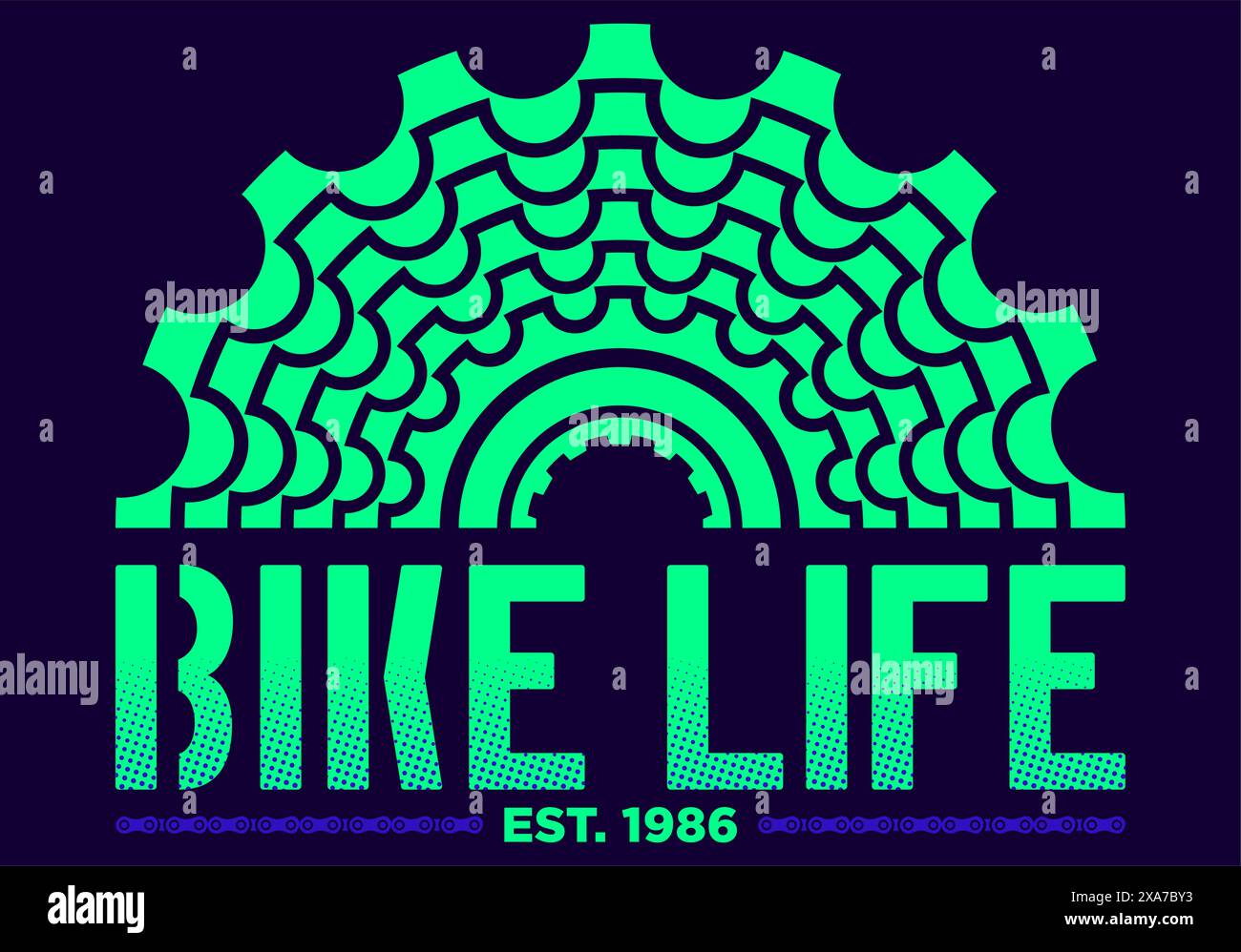 Vibrant emerald green Bike Life legend with half back bycicle cassette ...