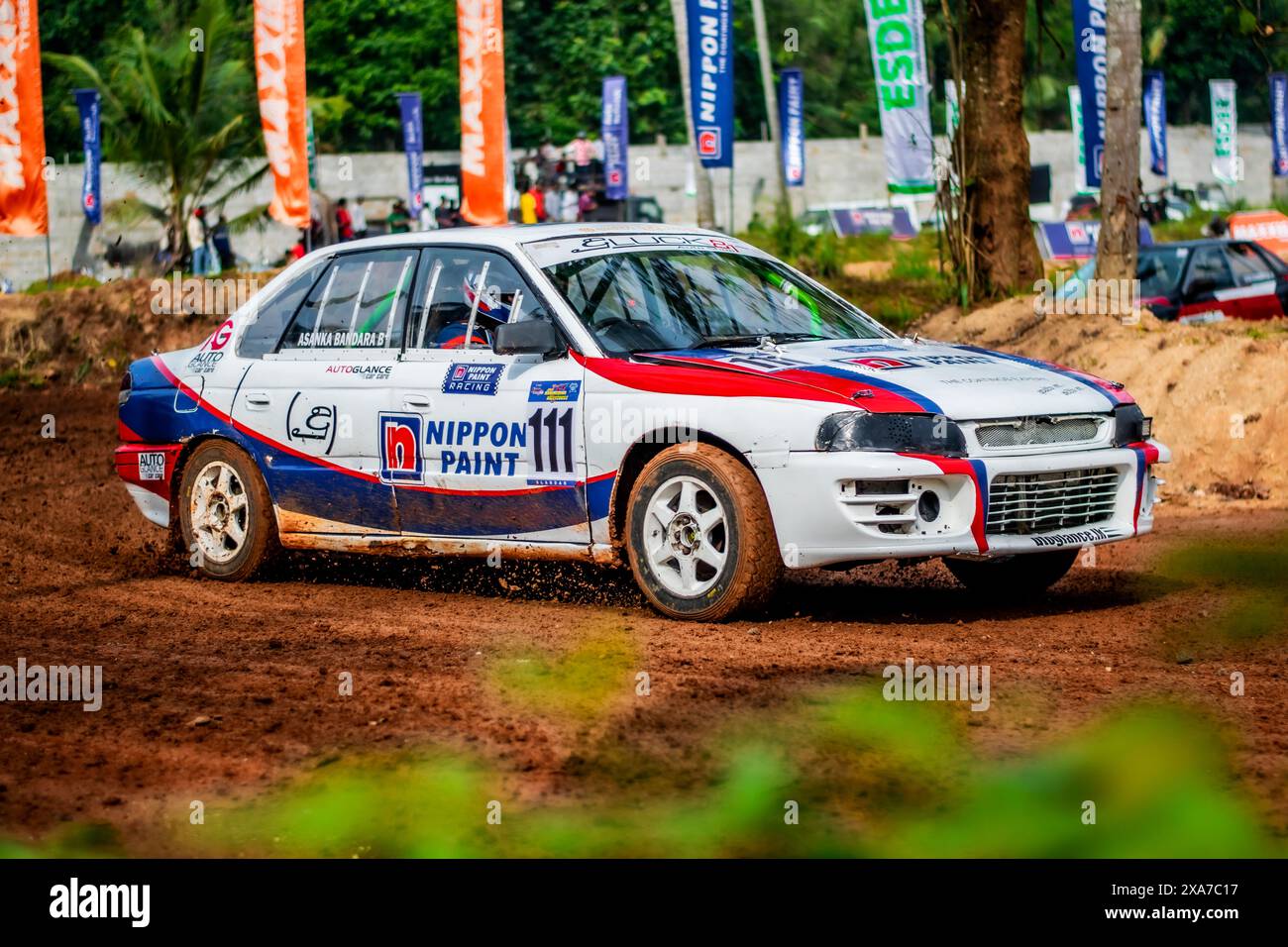 A Subaru Legacy 2000cc competing in Mahameruwa Rallycross event Stock ...