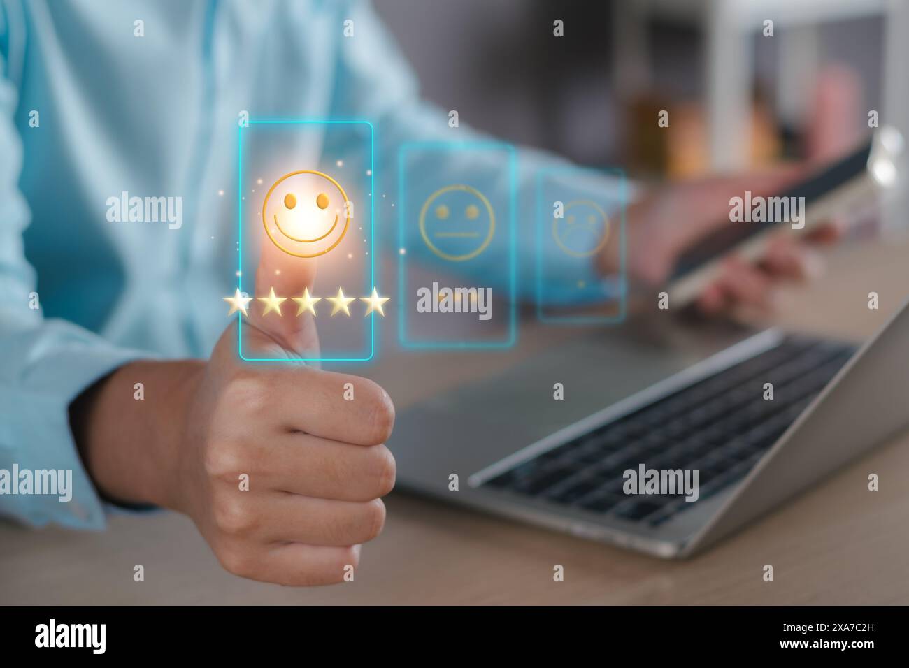 Customer survey satisfaction and customer opinion review concept ...