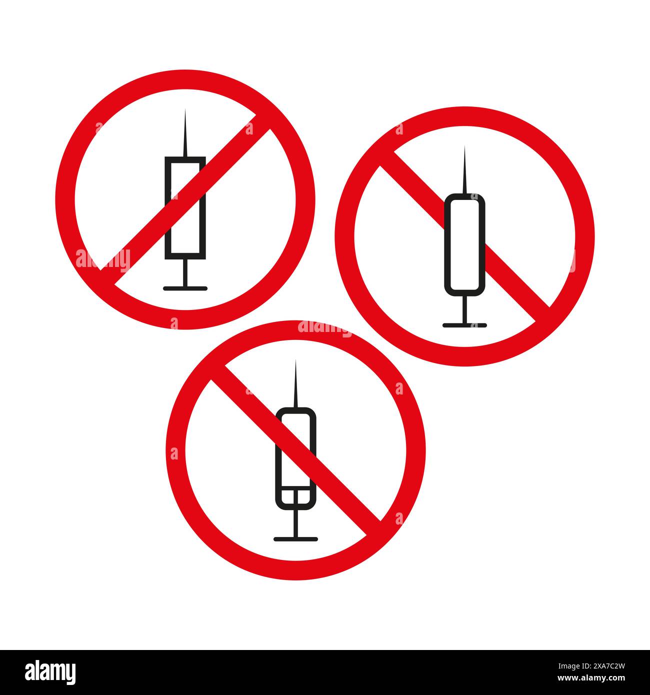 No injection icons. Syringe ban signs. Vector illustration Stock Vector ...