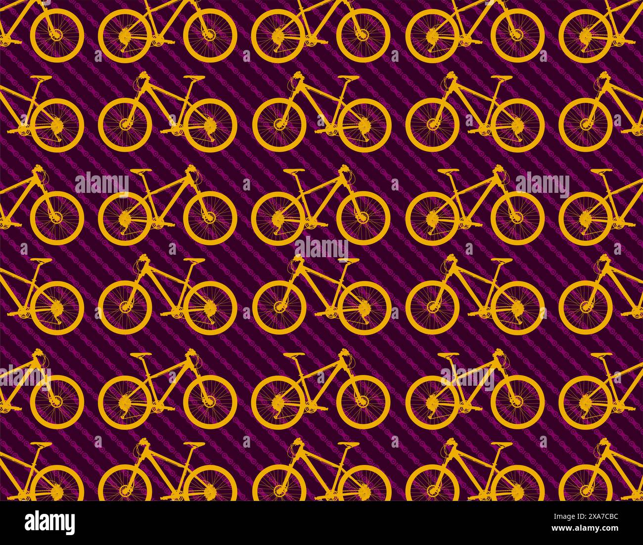 Mountain Bicycle vector set collage with Vibrant yellow and violet ...