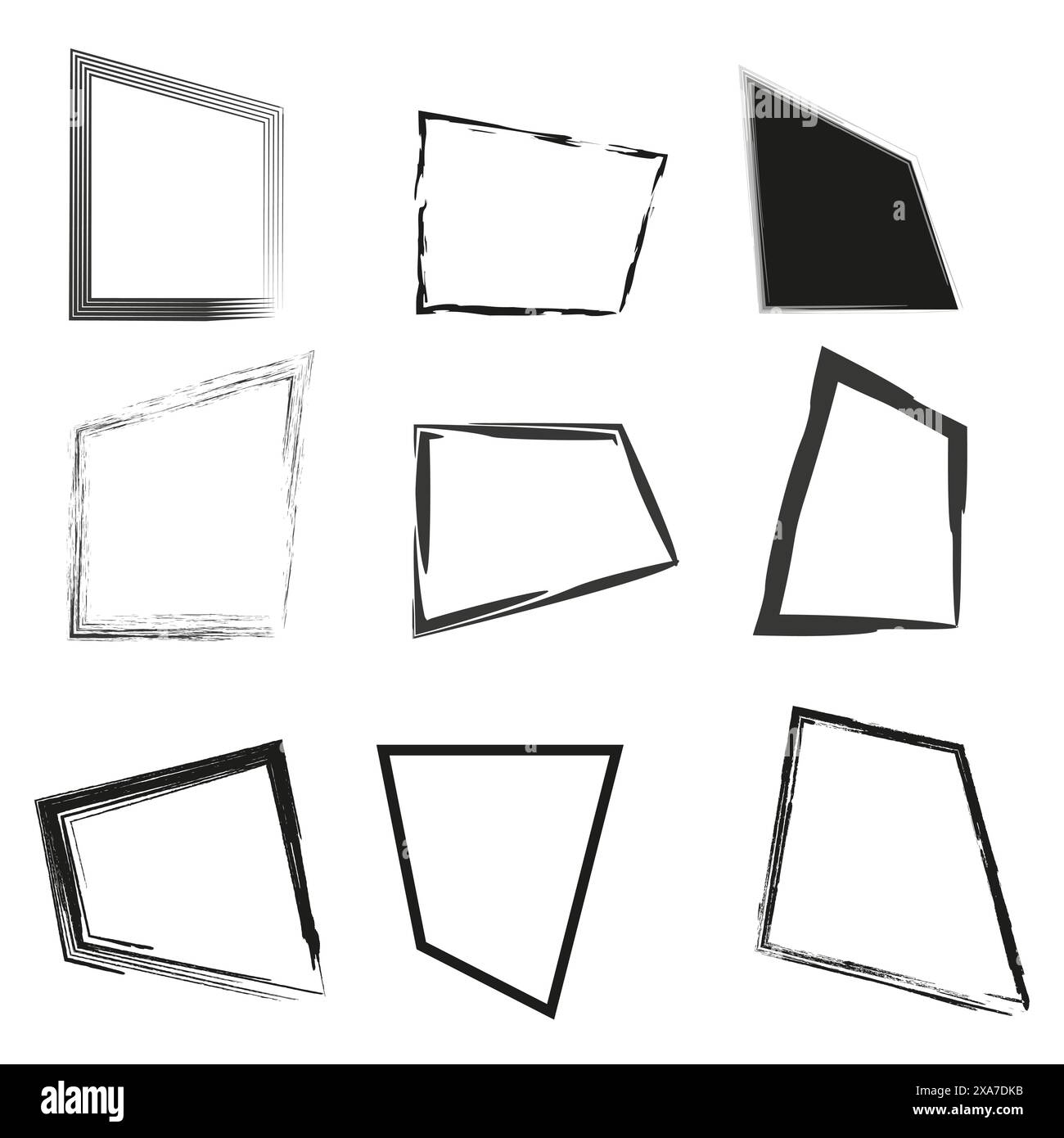 Abstract frame set. Geometric shapes. Vector design. Black and white Stock Vector Image & Art ...