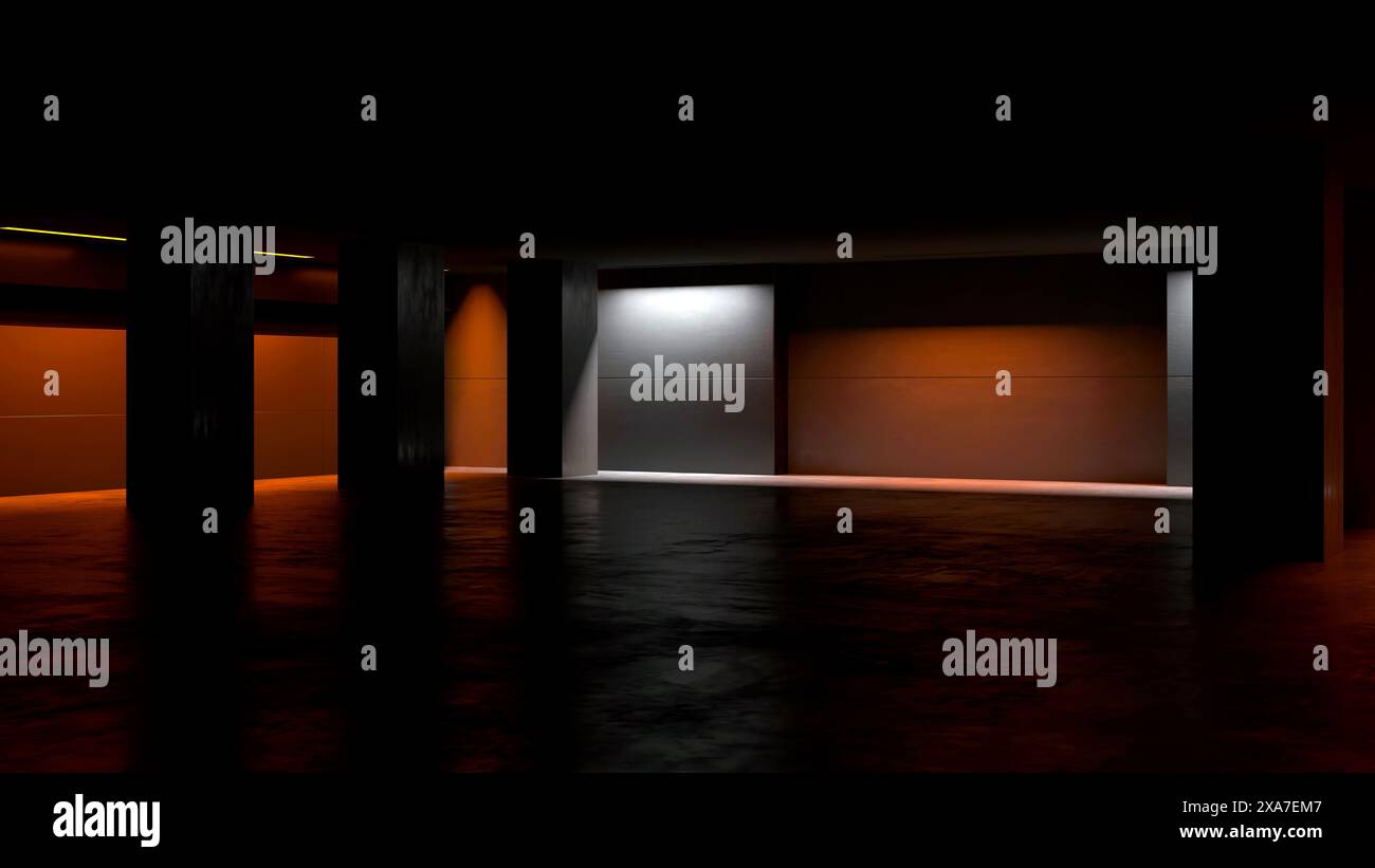 minimalist dark abstract interior design. Underground Studio, Hallway ...