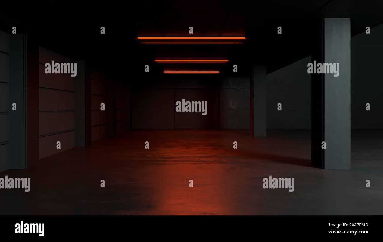 minimalist dark abstract interior design. Underground Studio, Hallway ...