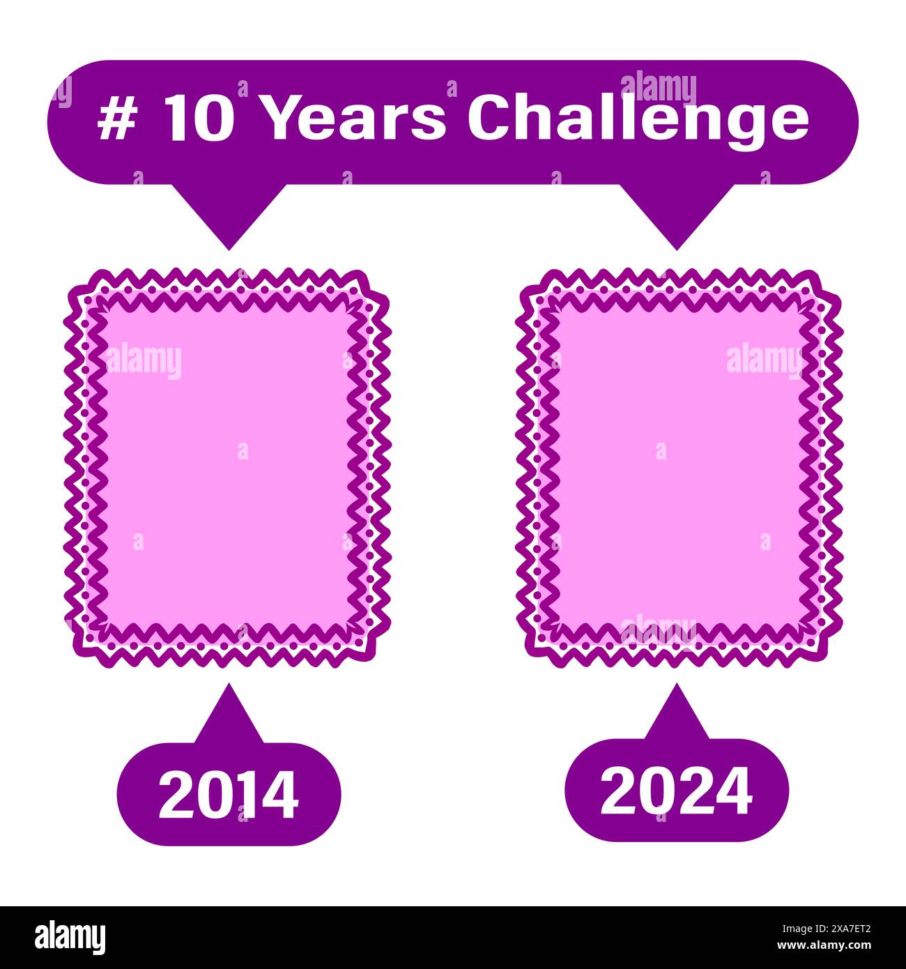 10 Years Challenge social media trend. Before and after frames Vector ...
