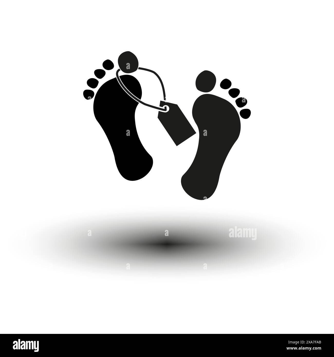 Toe tag icon. Mortuary foot symbol. Death vector graphic. Black and ...