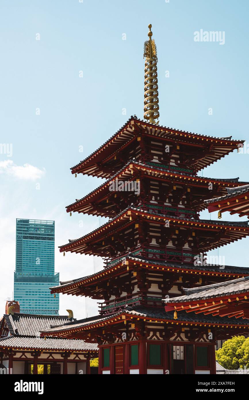 skyscraper with multiple spires in a courtyard Stock Photo - Alamy