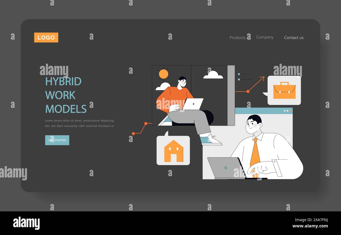 Hybrid Work Models concept Merging home comfort with office dynamics A fresh approach to work ...