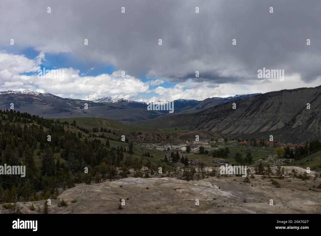 An aerial view of a rocky mountain valley Stock Photo - Alamy