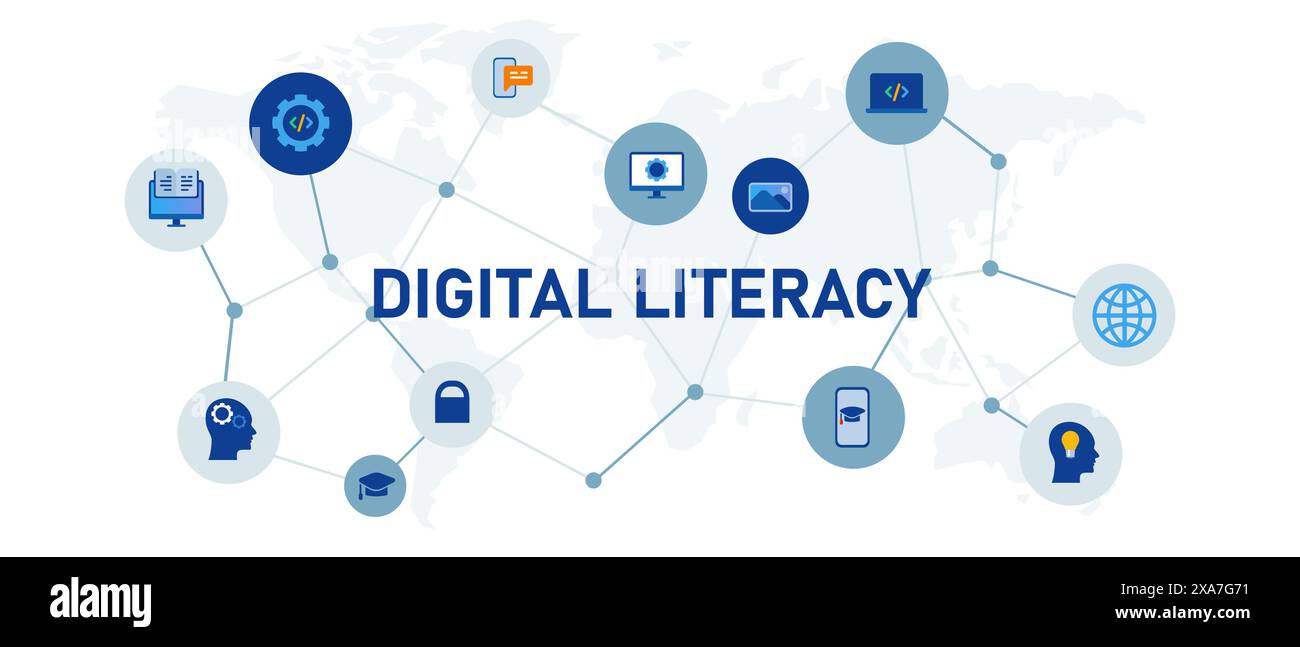 icon digital literacy learn knowledge information internet technology ...
