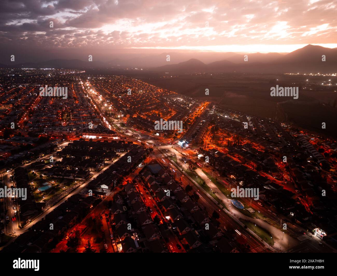 An aerial view of city lights at night from above Stock Photo - Alamy