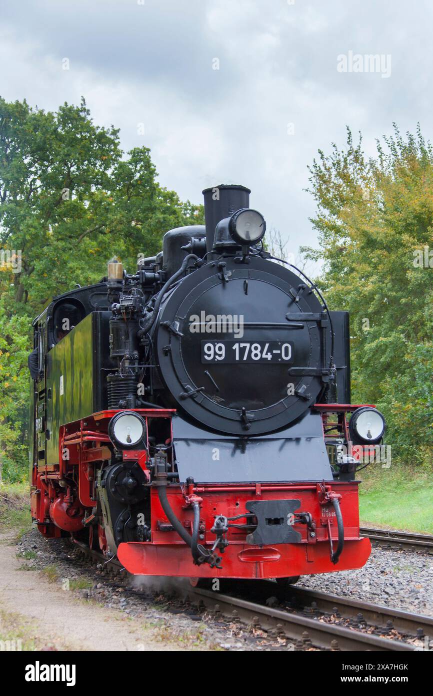 Rasender Roland, steam locomotive, narrow-gauge railway, Ruegen Island ...