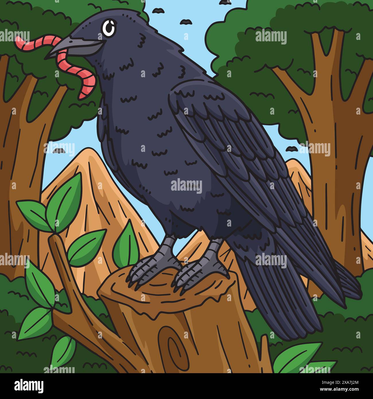 Crow Bird Colored Cartoon Illustration Stock Vector Image & Art - Alamy