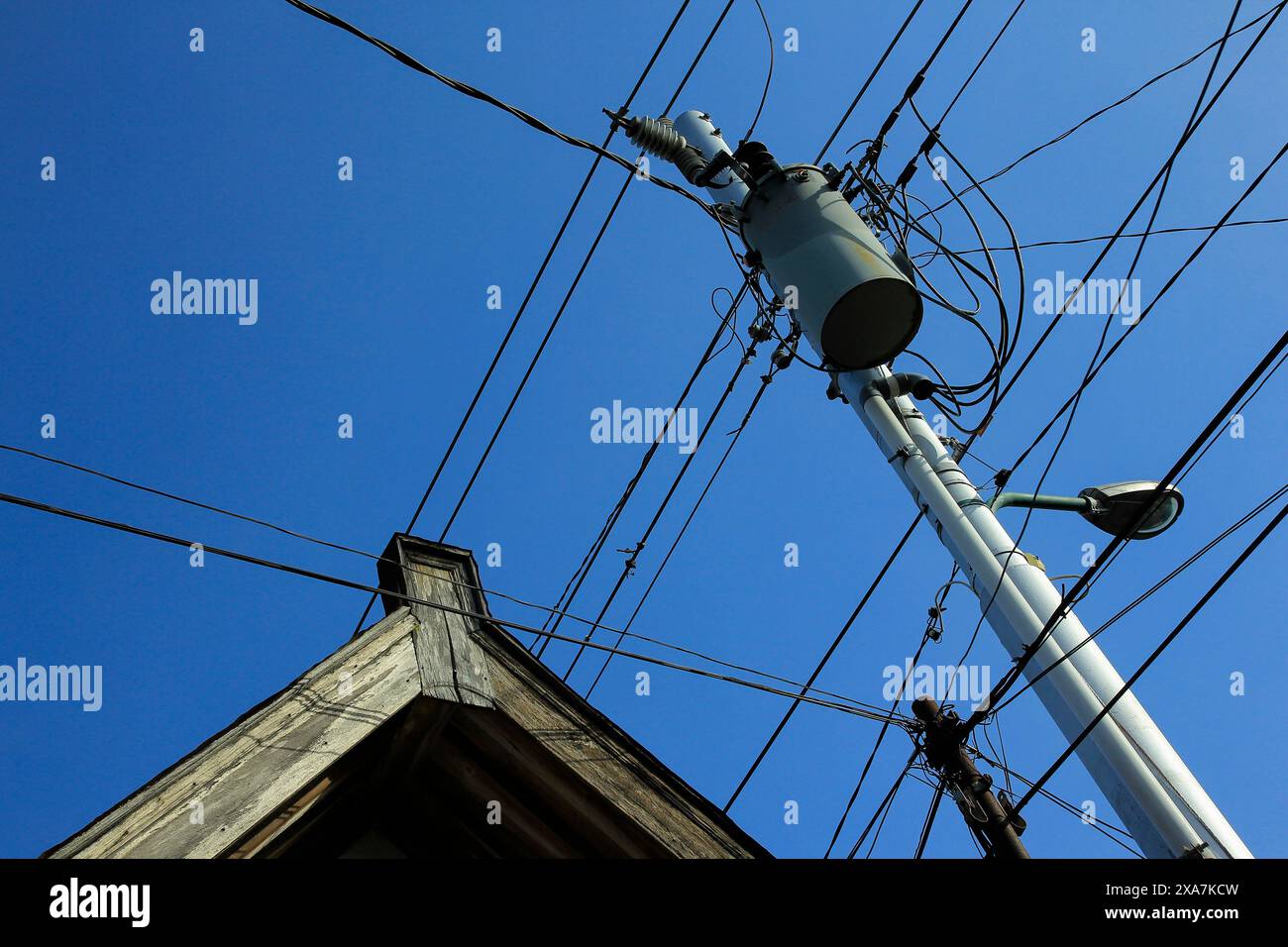 Surface and open electrical cable installation systems Stock Photo - Alamy