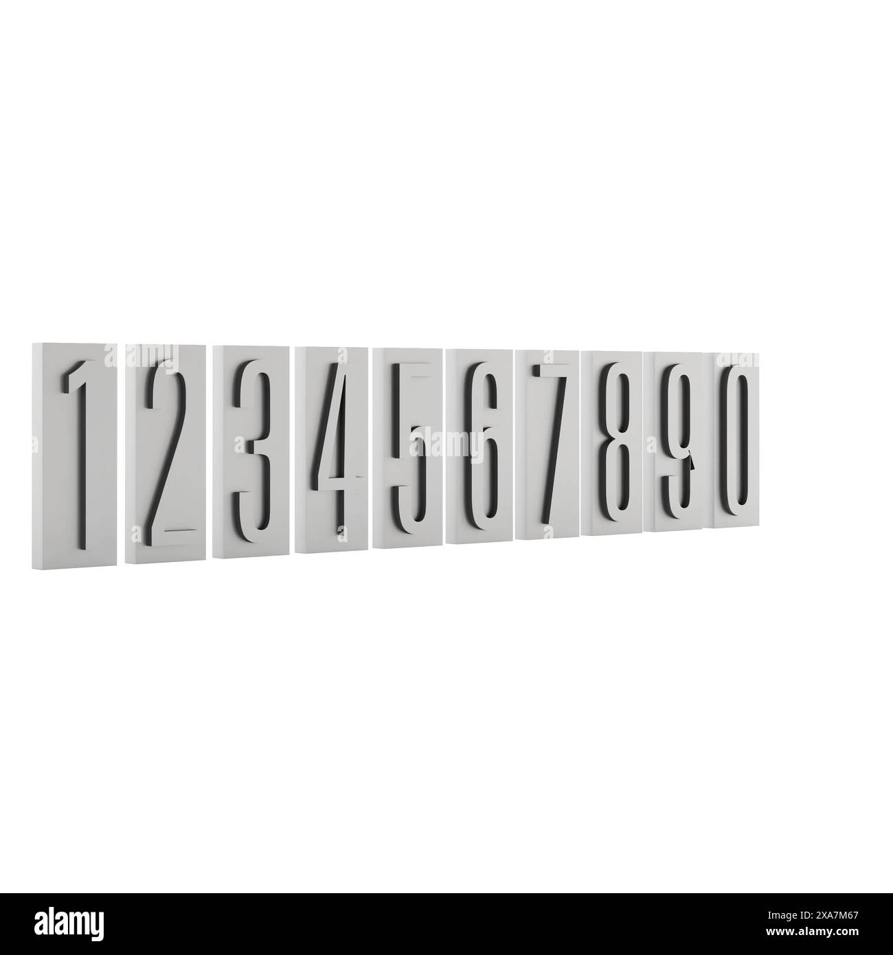 A Horizontal row of 3d numbers, from 1 to 9 and ending with 0 on a ...
