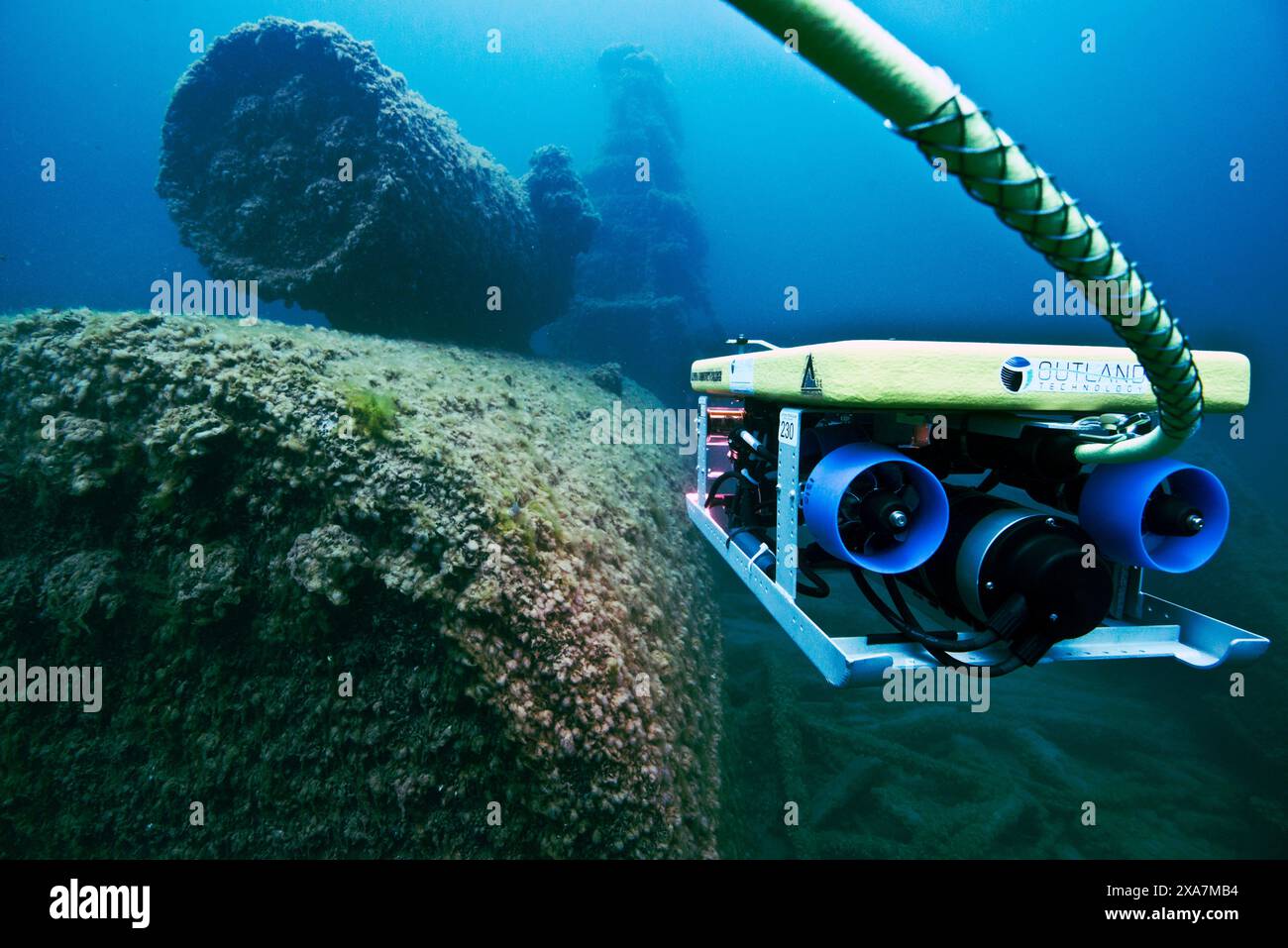 Remotely operated vehicle (ROV, right) being used to investigate the ...