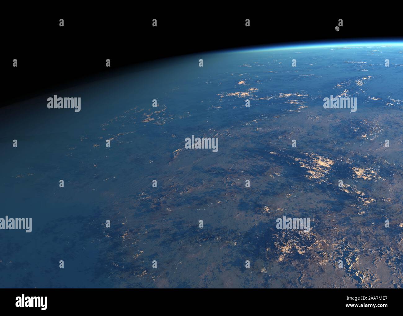 Moon over Earth as seen from space Stock Photo - Alamy