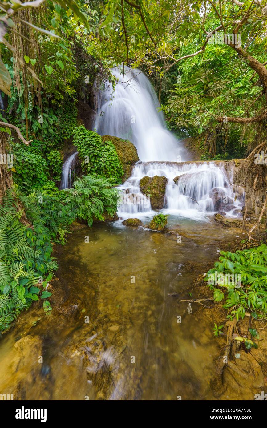 A tiny waterfall hidden in a jungle Stock Photo - Alamy