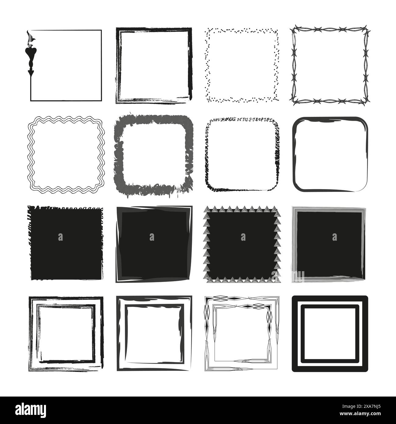 Collection Of Square Frames Variety Of Border Designs Set Of Artistic Edges Decorative Square