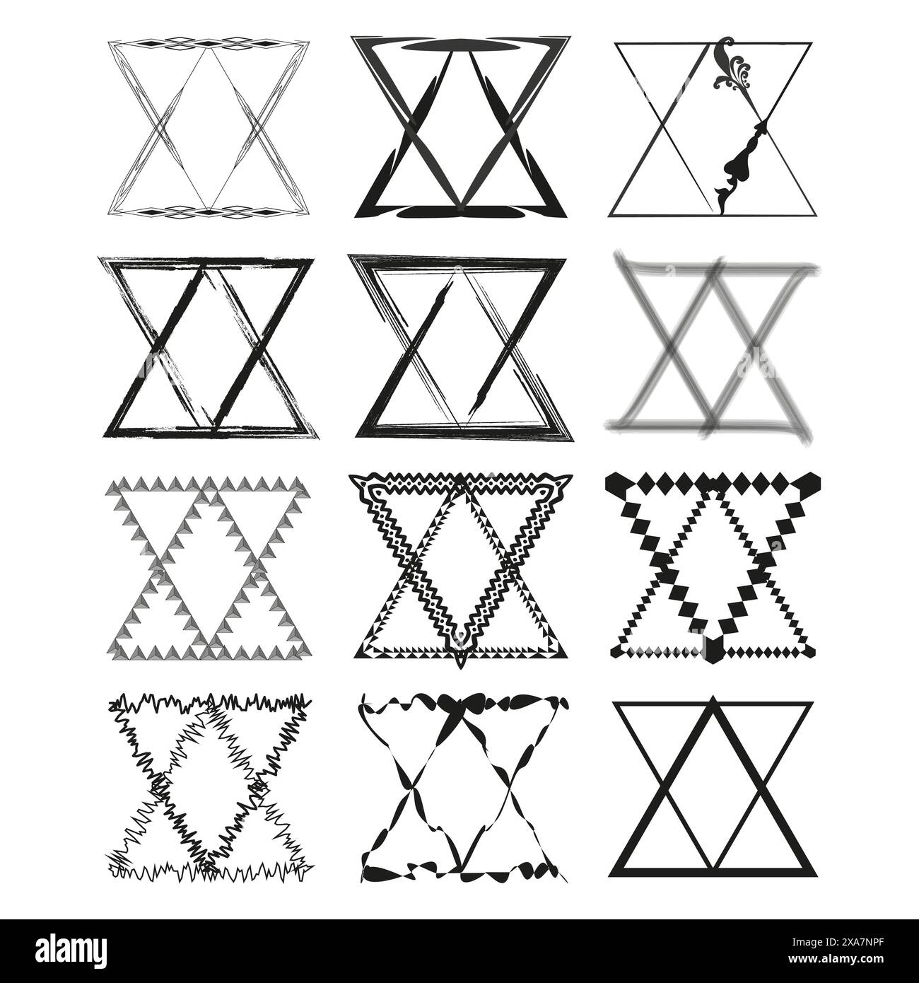 Abstract geometric shapes. Vector triangle designs. Black and white ...