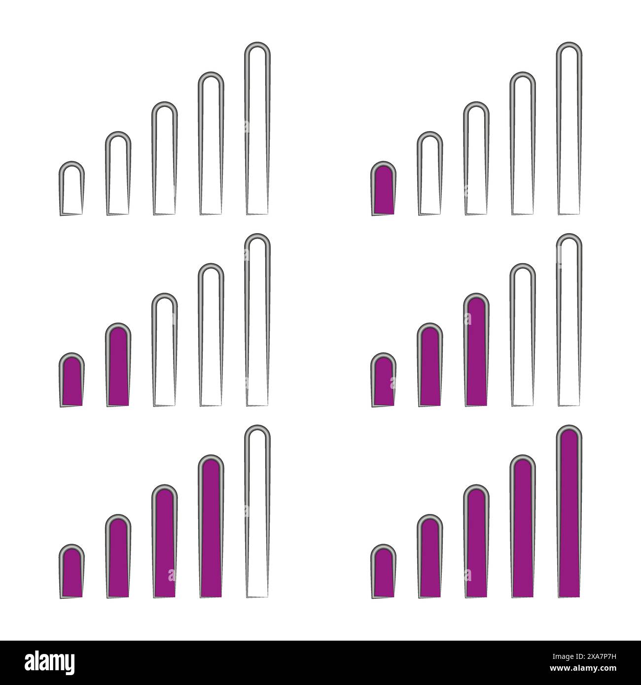 Purple gradient bar charts. Black and white. Data visualization icons ...