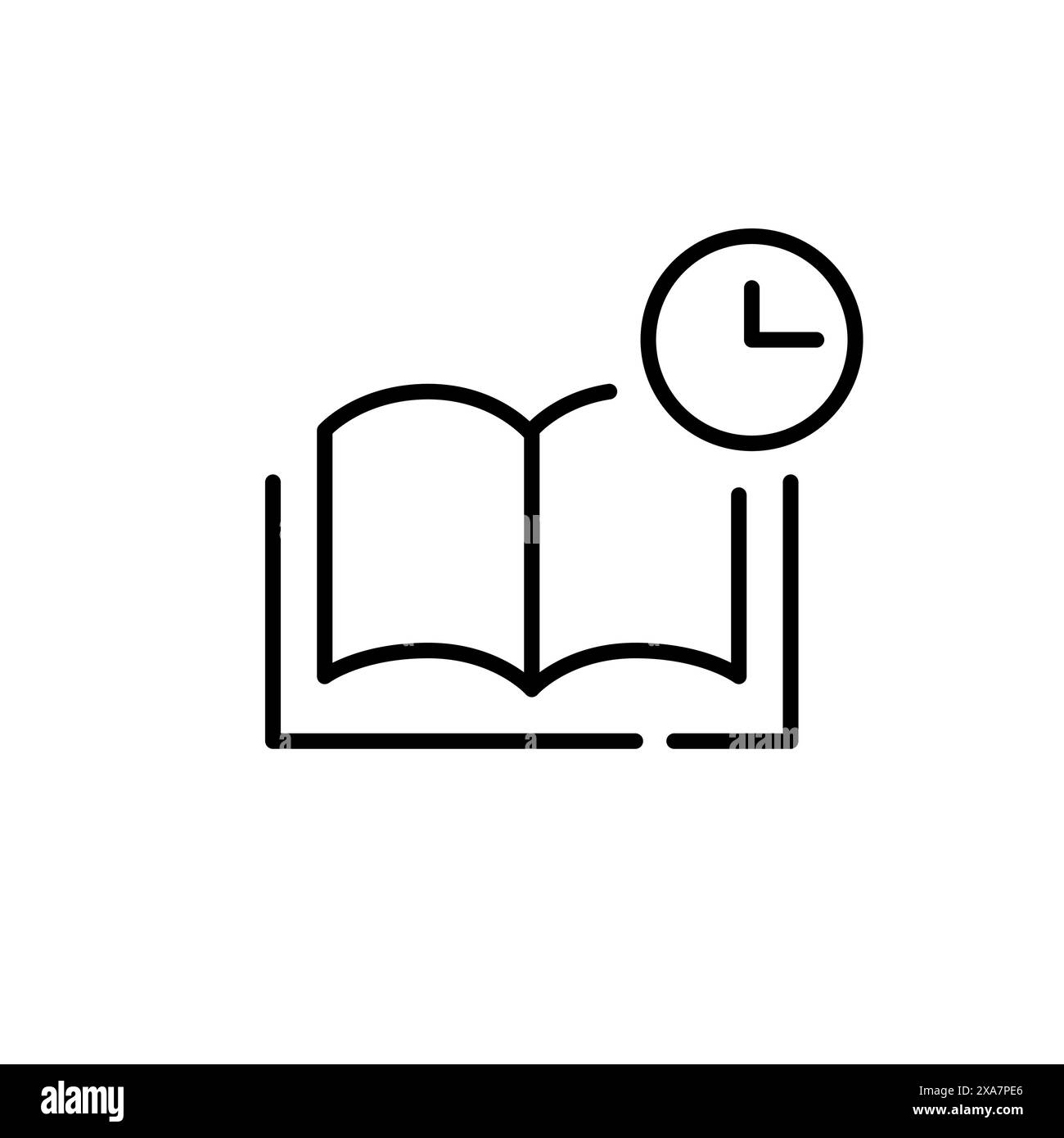 Open book and clock. Study sessions, time dedicated to learning ...