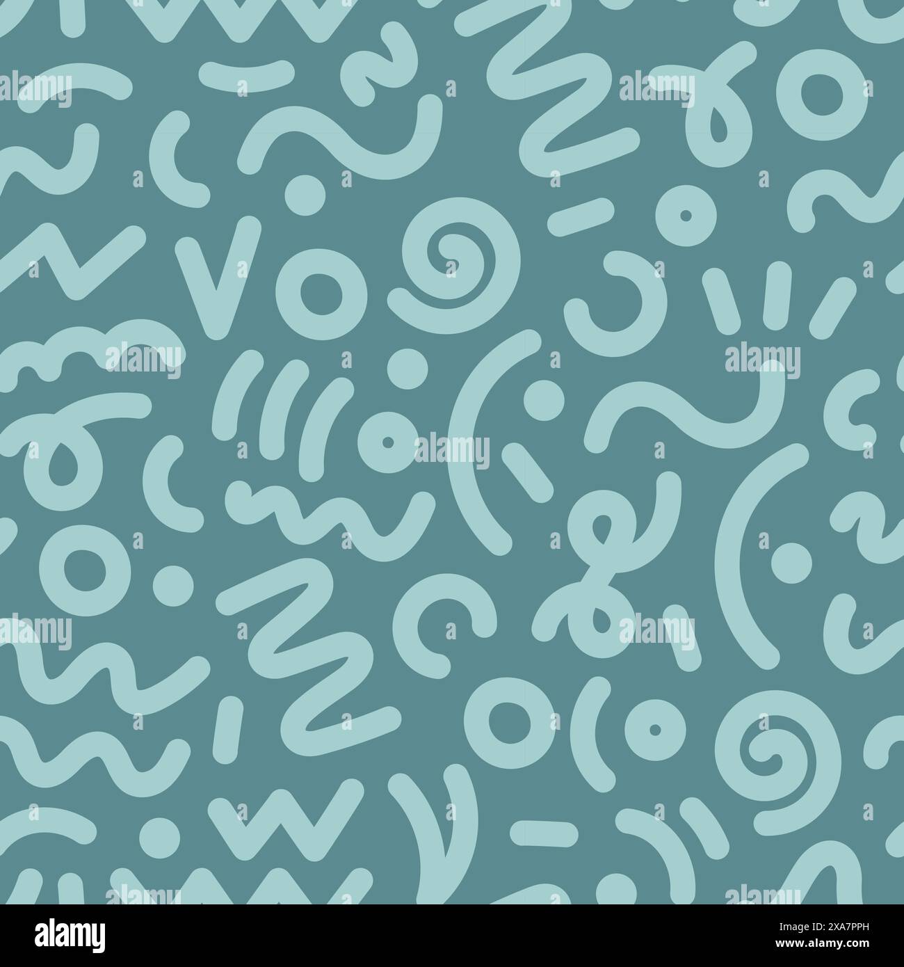 90s seamless pattern squiggle. Abstract geometric shapes pattern ...