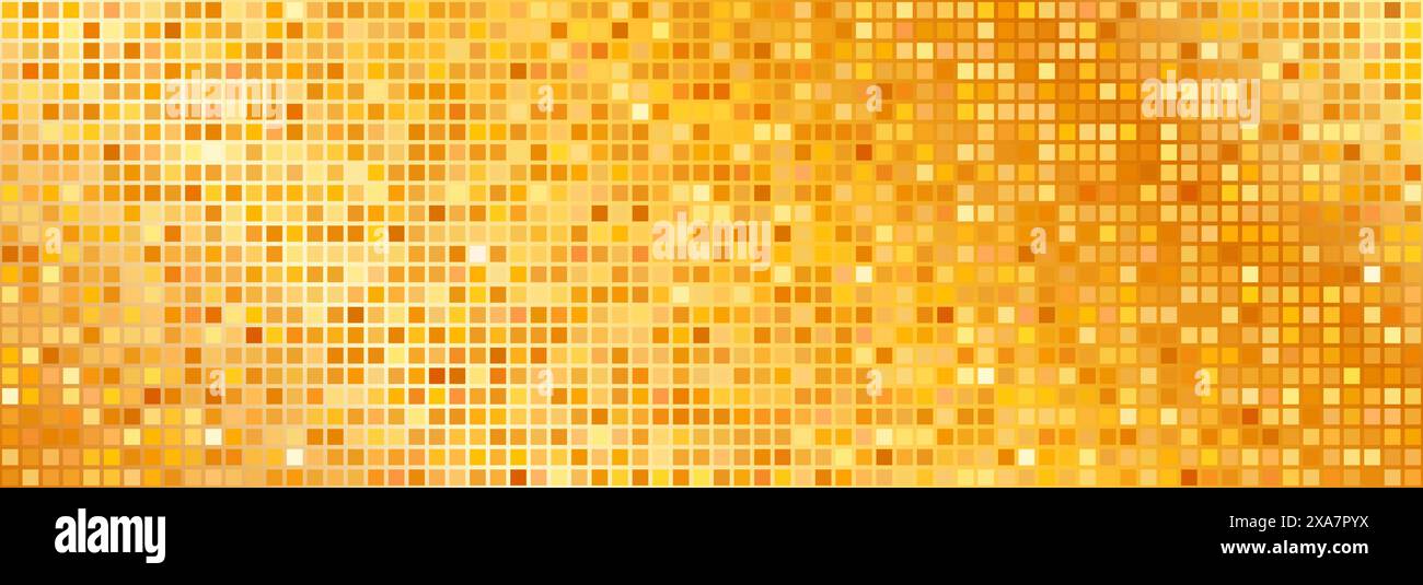 Golden disco party pattern. Yellow square sequin mosaic texture ...