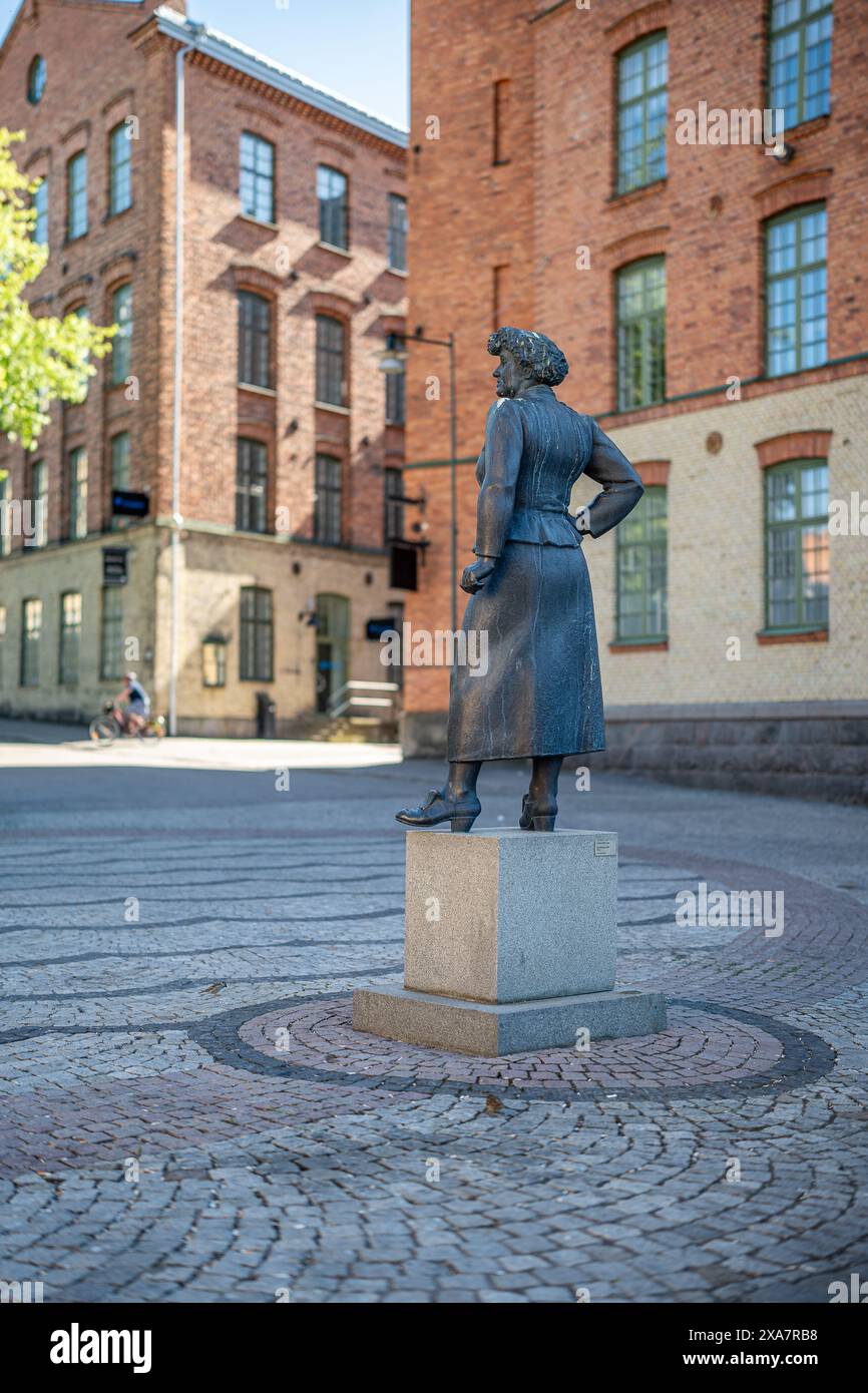 Bronze sculpture of author Moa Martinson by Peter Linde in the historic ...