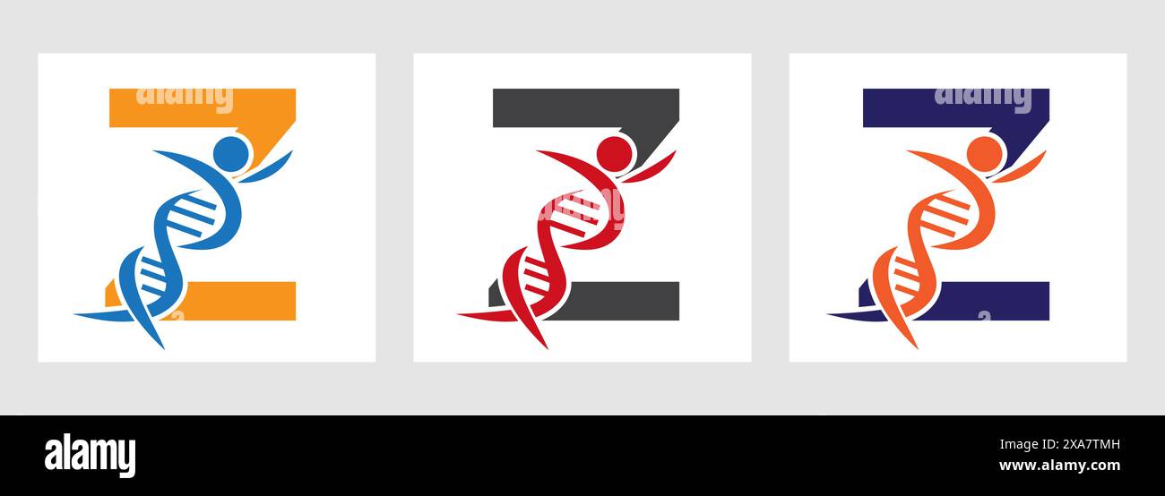 Letter Z DNA Logo With Human Symbol. DNA Cell Icon. Health Care Sign ...