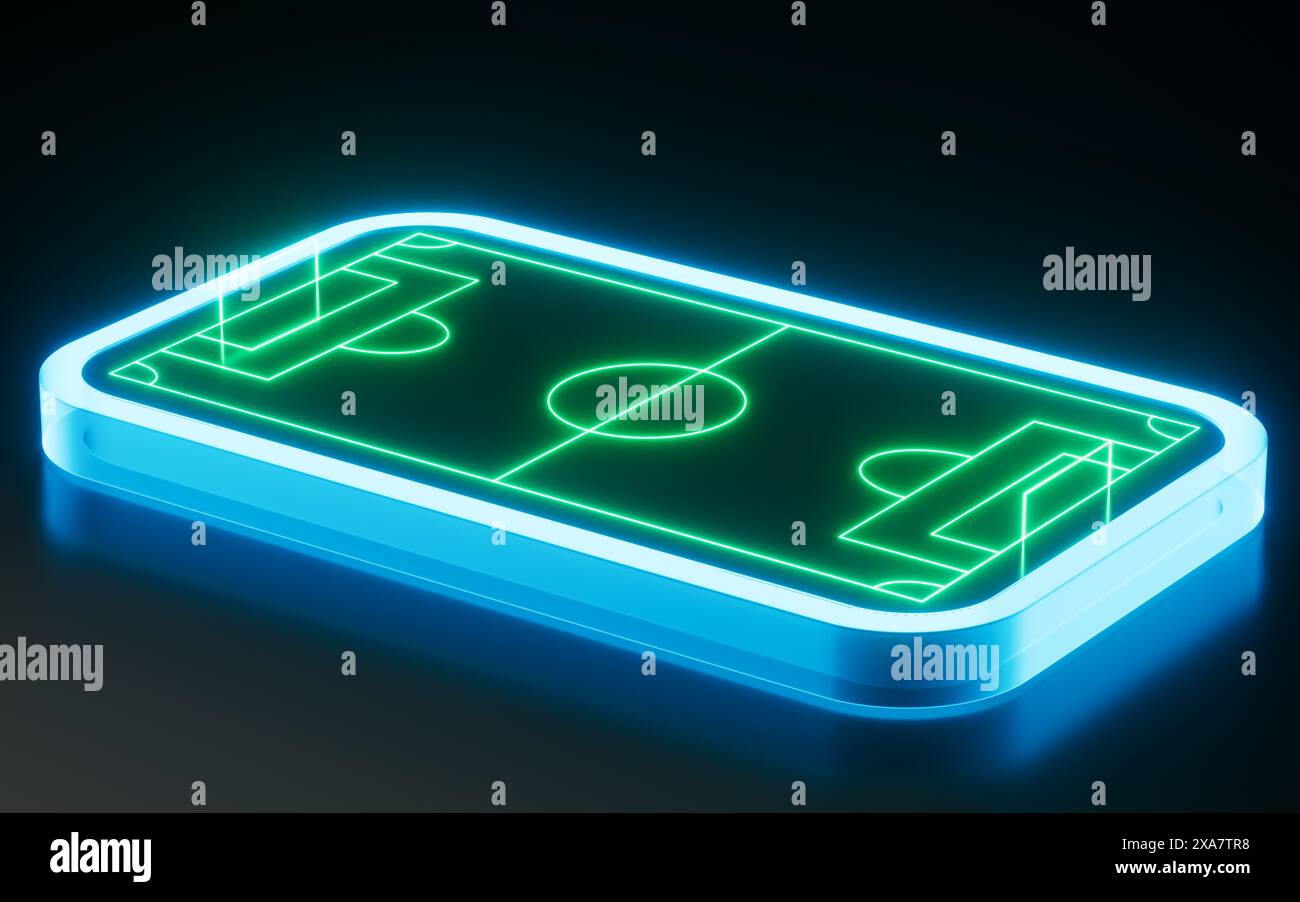 Abstract neon football field lines, 3d rendering. 3d illustration Stock ...