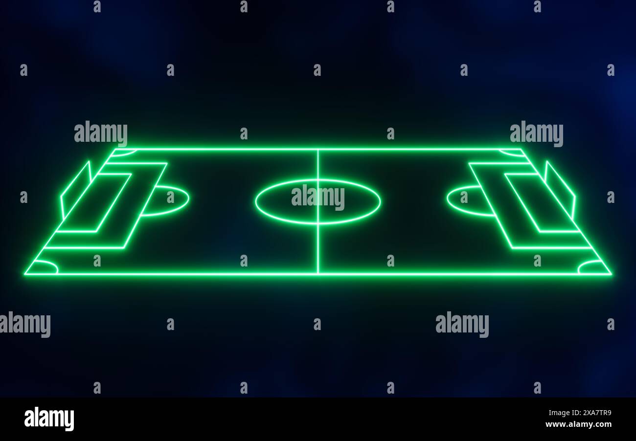 Abstract neon football field lines, 3d rendering. 3d illustration Stock ...