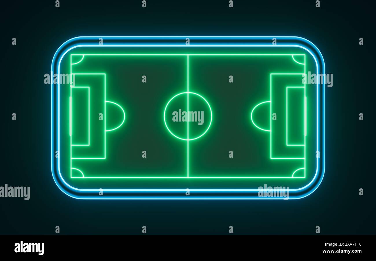 Abstract neon football field lines, 3d rendering. 3d illustration Stock ...