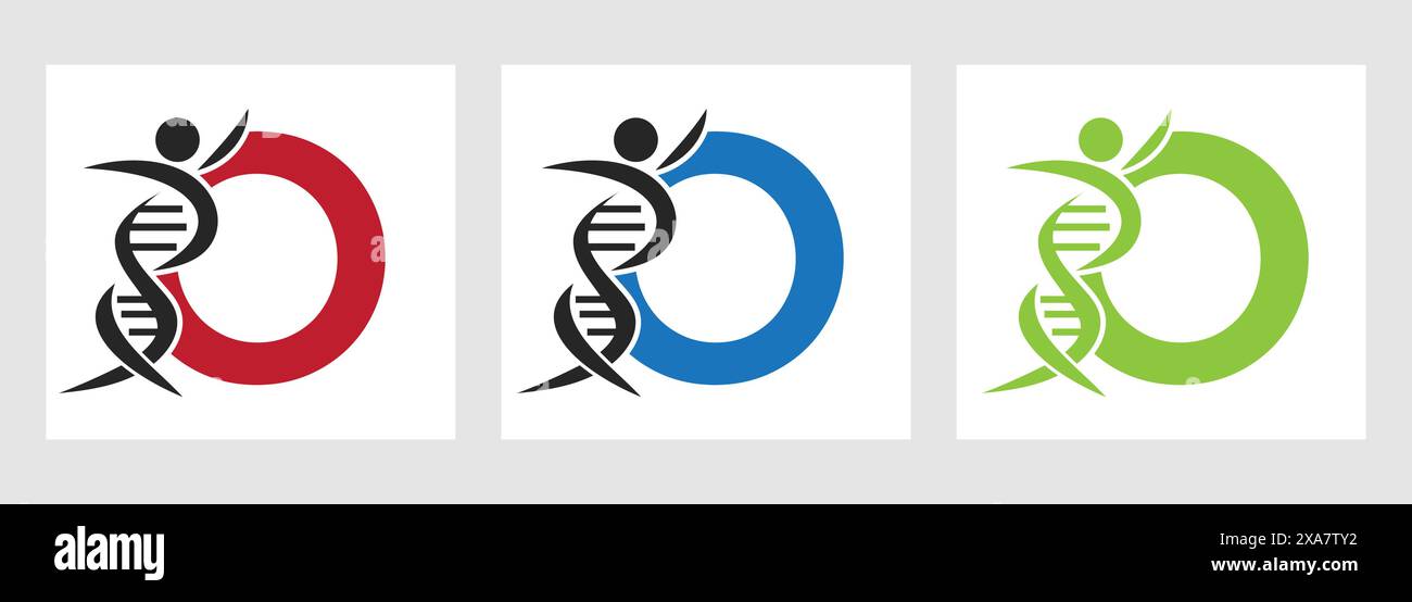 Letter O DNA Logo With Human Symbol. DNA Cell Icon. Health Care Sign ...