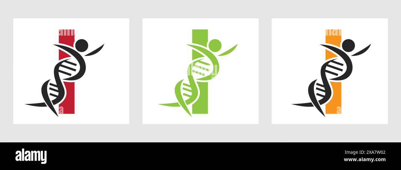 Letter I DNA Logo With Human Symbol. DNA Cell Icon. Health Care Sign ...
