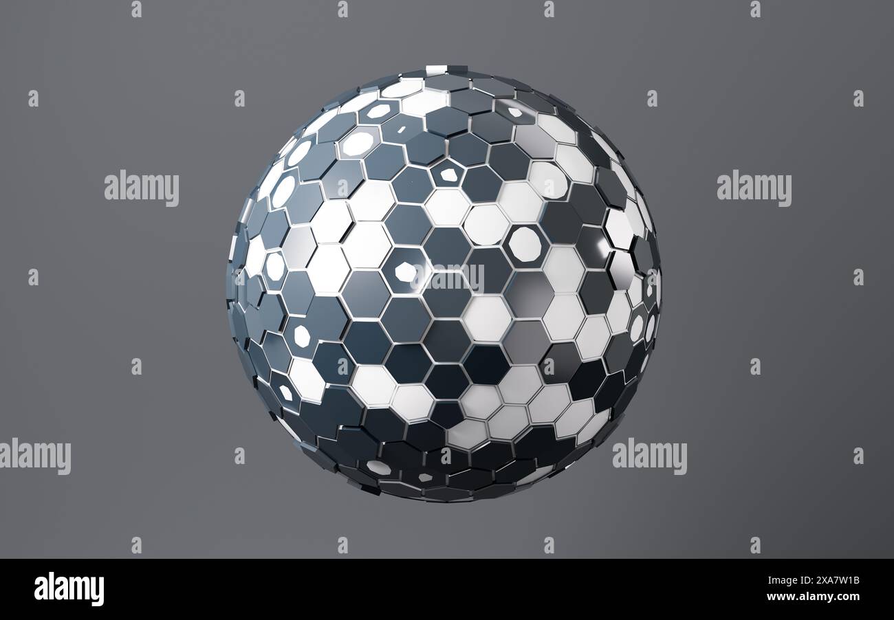 Hexagonal abstract sphere, 3d rendering. 3d illustration Stock Photo ...