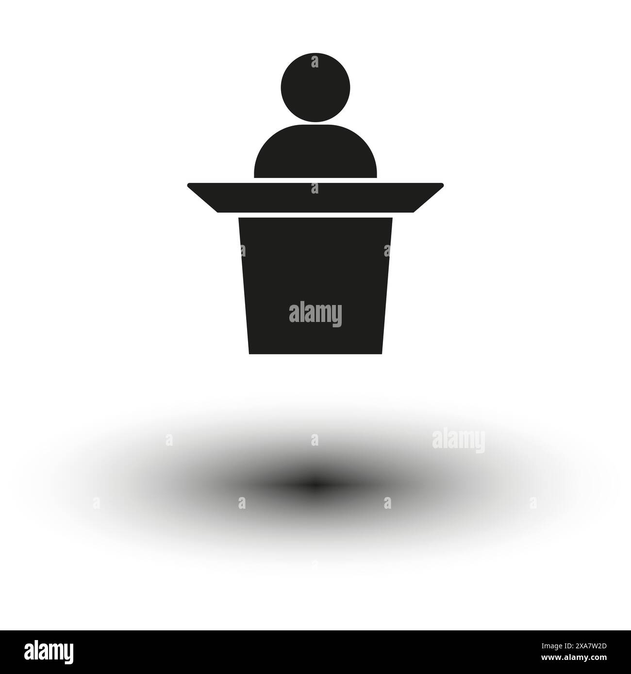Public speaking podium icon. Simple black silhouette of a speaker ...