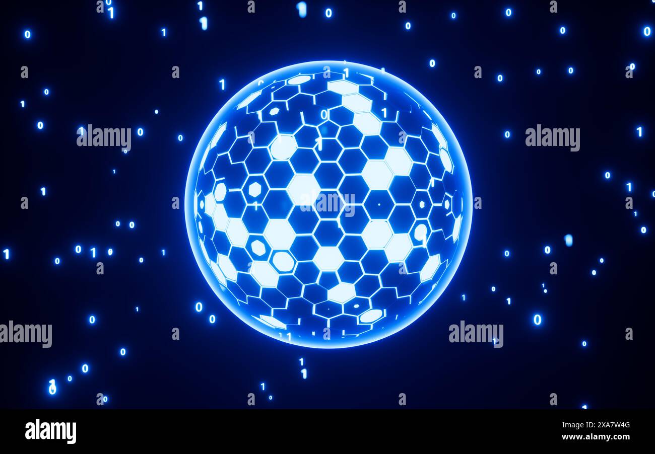 Abstract Glowing Sphere Cloud Computing And Binary System Concept 3d Rendering 3d