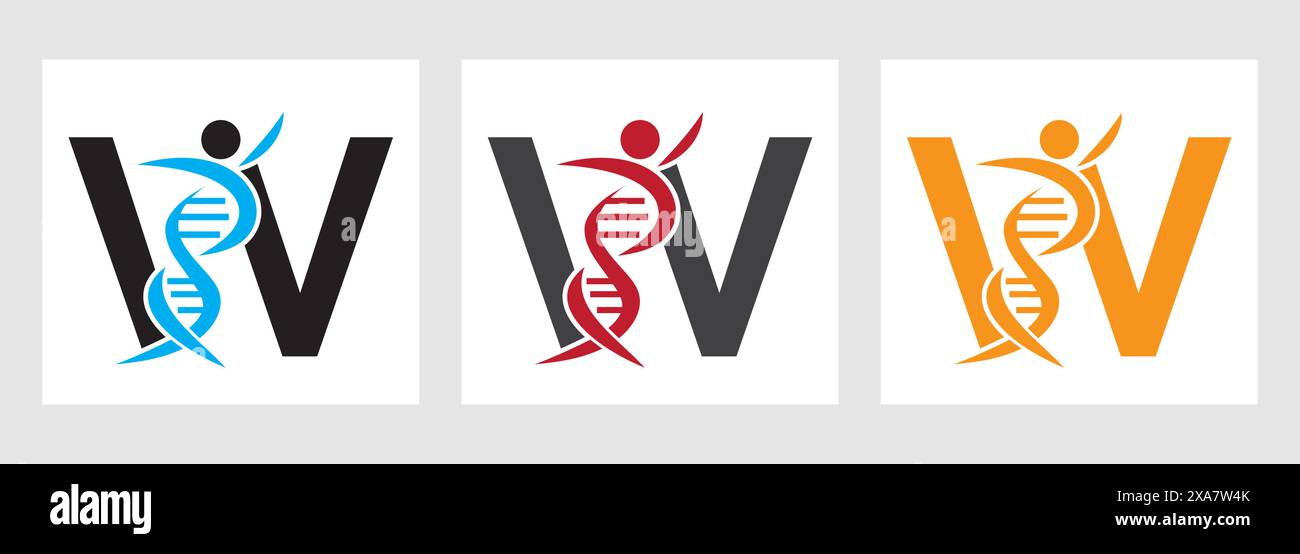 Letter W DNA Logo With Human Symbol. DNA Cell Icon. Health Care Sign ...