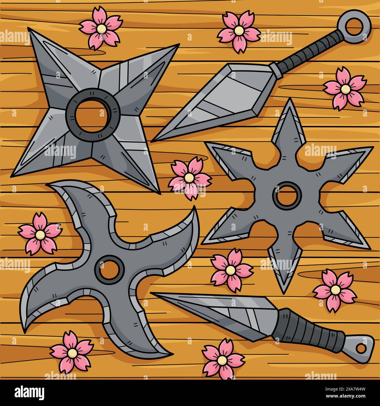 Ninja Shuriken and Kunai Colored Cartoon Stock Vector Image & Art - Alamy