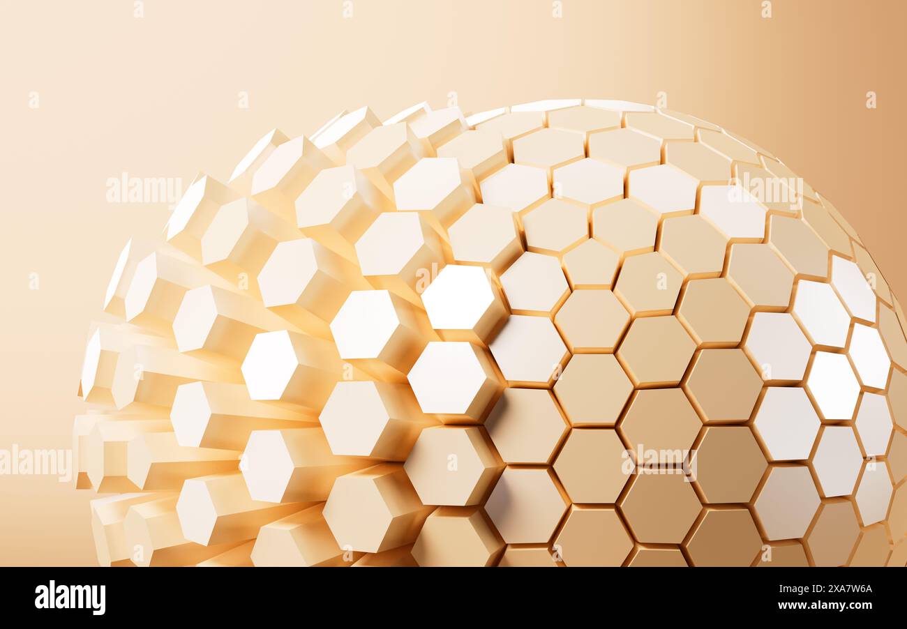 Hexagonal abstract sphere, 3d rendering. 3d illustration Stock Photo ...