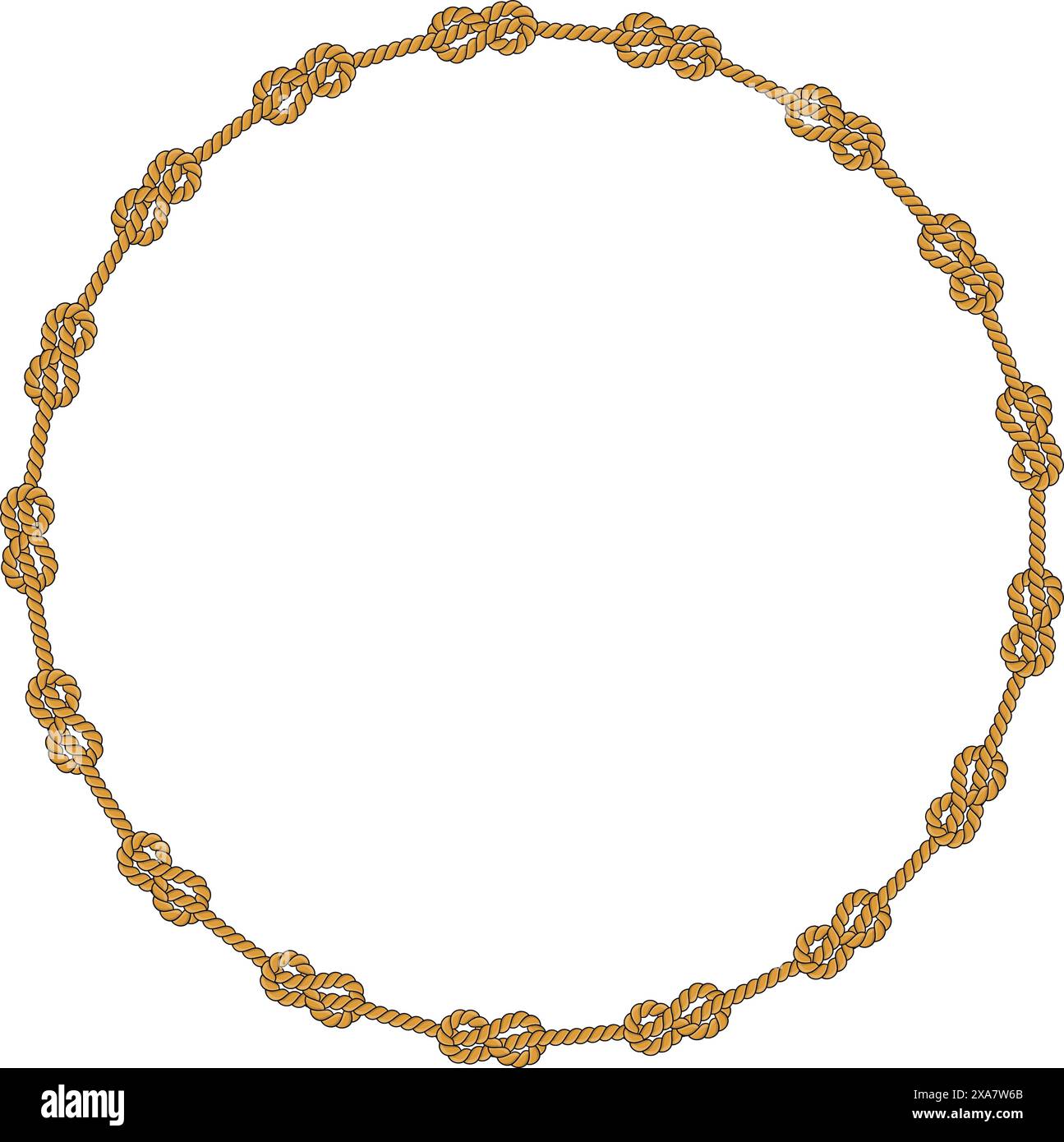 Round rope frame isolated on white background. Twisted cord Stock ...