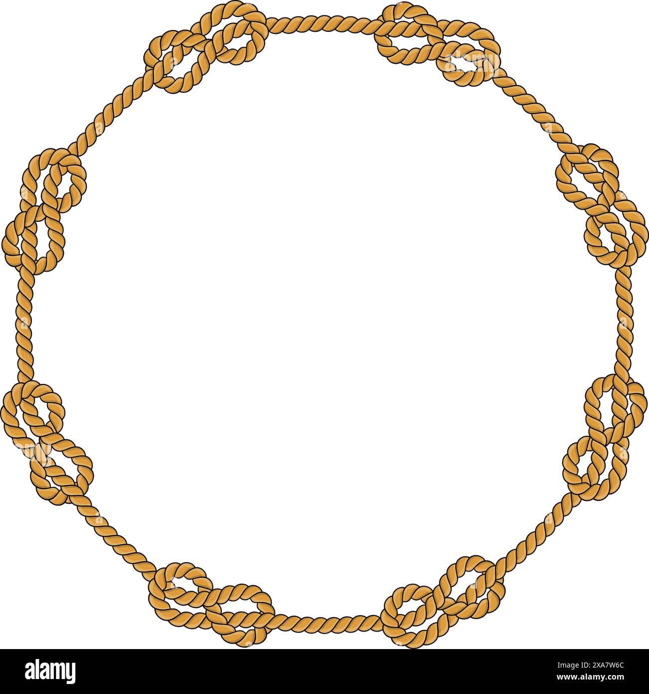 Round rope frame isolated on white background. Twisted cord Stock ...