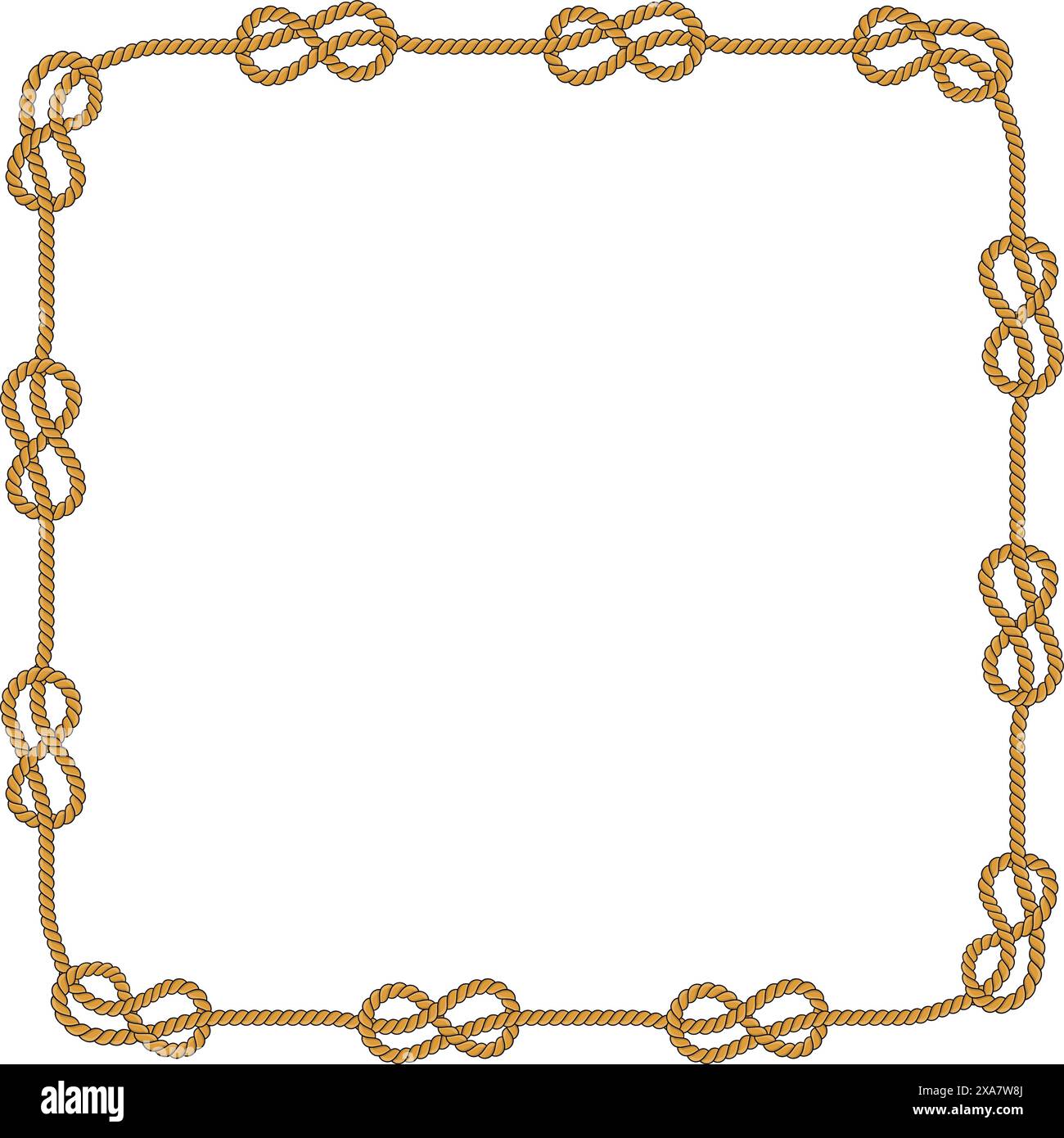 Square rope frame isolated on white background. Twisted cord Stock ...