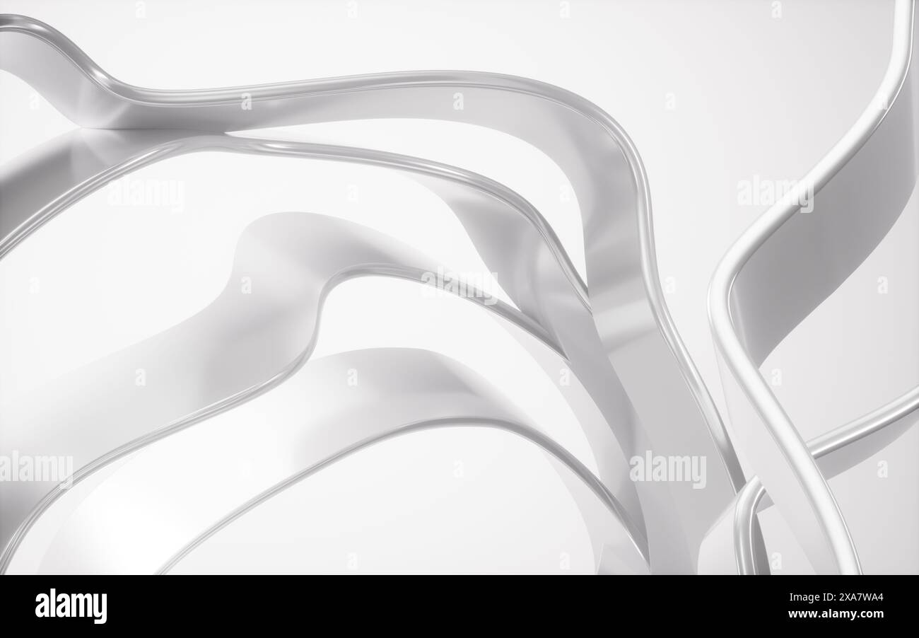 Silver abstract curve background, 3d rendering. 3d illustration Stock ...