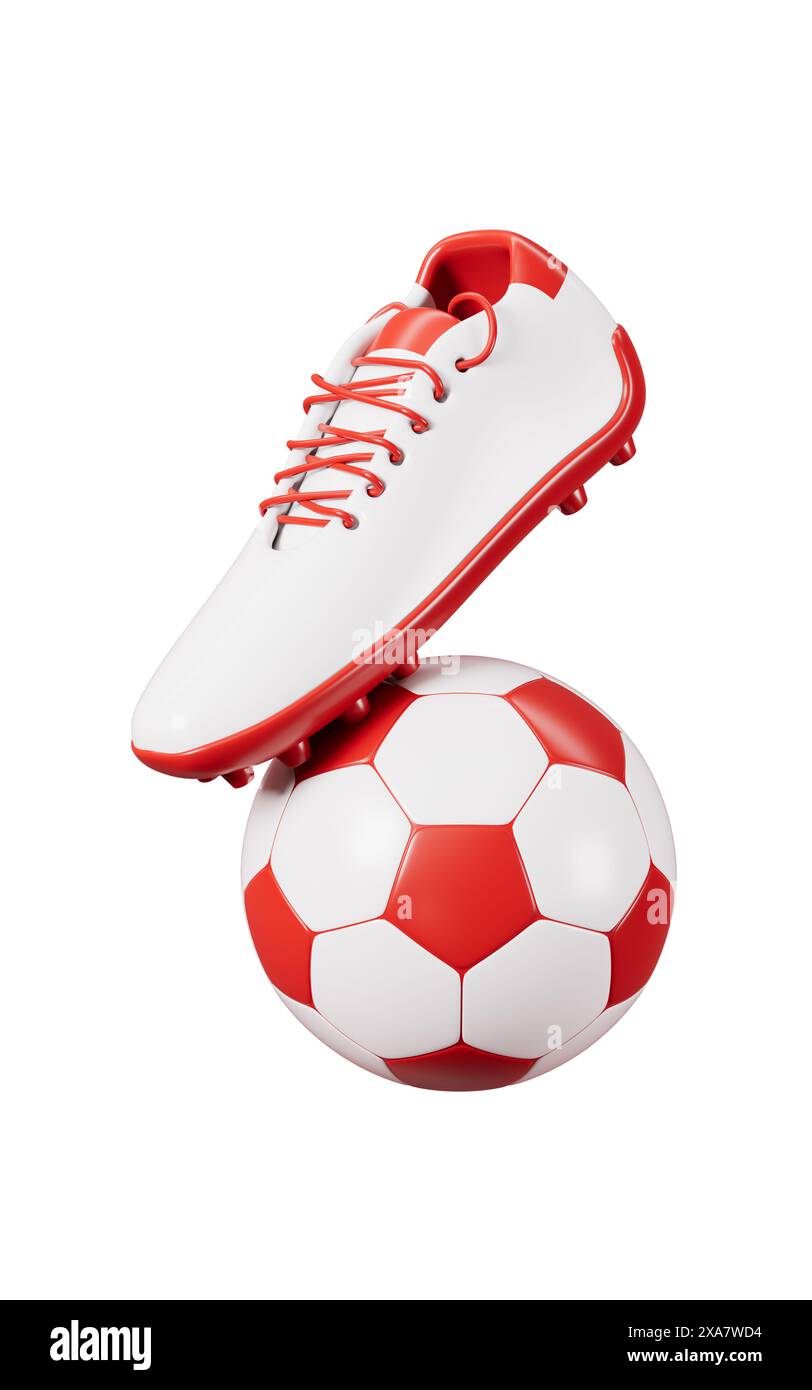Cartoon sneakers and soccer balls, football boots, 3d rendering. 3d ...